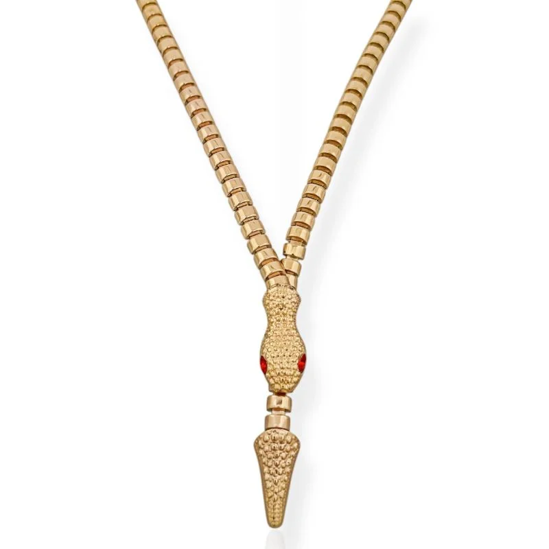 Colar Design Serpente com Detalhes Vermelhos banhado em ouro 18k | Geo ...